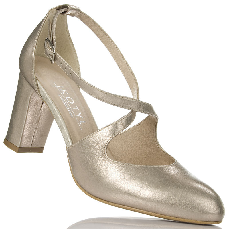 Złote czółenka na słupku Kotyl 7080 złoty Vera damskie buty ślubne